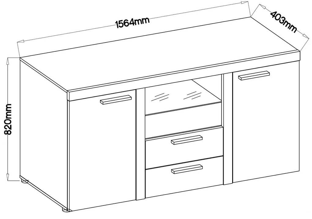 FALCO Komoda Rizo 2D2S bílá/beton