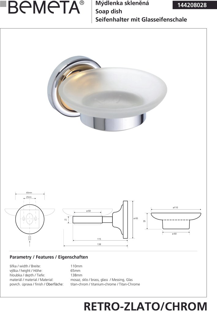 Bemeta Design RETRO gold-chrom: Mýdlenka - 144208028