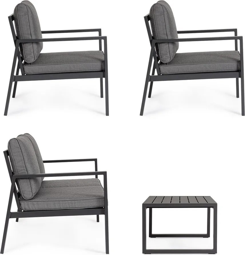 Antracitový hliníkový zahradní lounge set pro 4 Hilde – Bizzotto