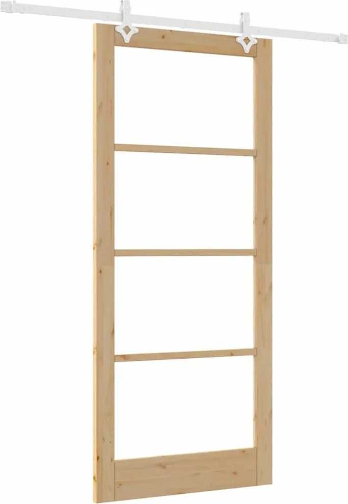 Posuvné dveře 93 x 211 cm Masivní borové dřevo a sklo Přírodní 3332233