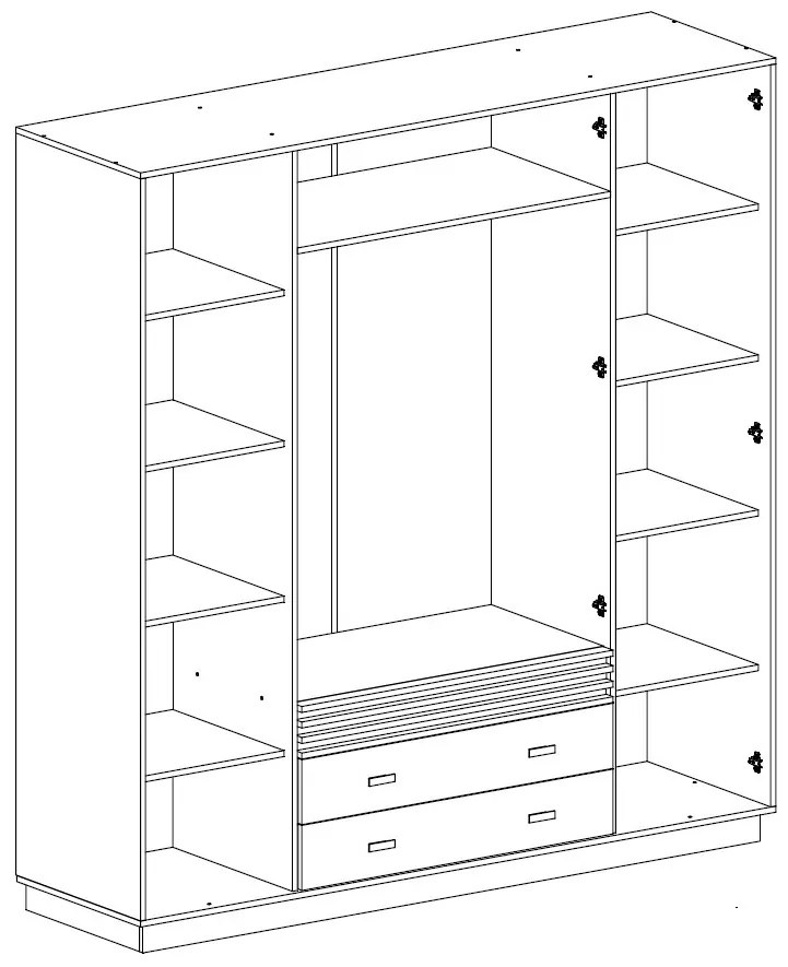 Šatní skříň s otočnými dveřmi Almo, 200 cm, dub estana/antracit