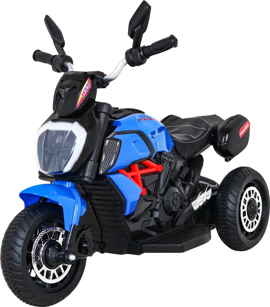 Ramiz Motorka Fast Tourist na baterie pro děti modrá + audio + světla + ekokůže