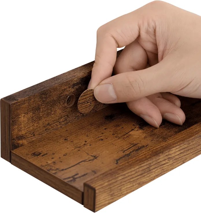 Sada 3 ks nástěnných polic TAYLOR 38x10 cm, rustikálně hnědé