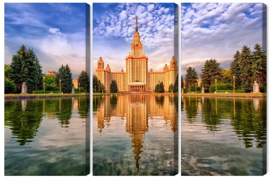 Vícedílný obraz Pohled Na Budovu Moskevské Státní Univerzity Nedostatek Nedostatek Přírodní plátno 150x100