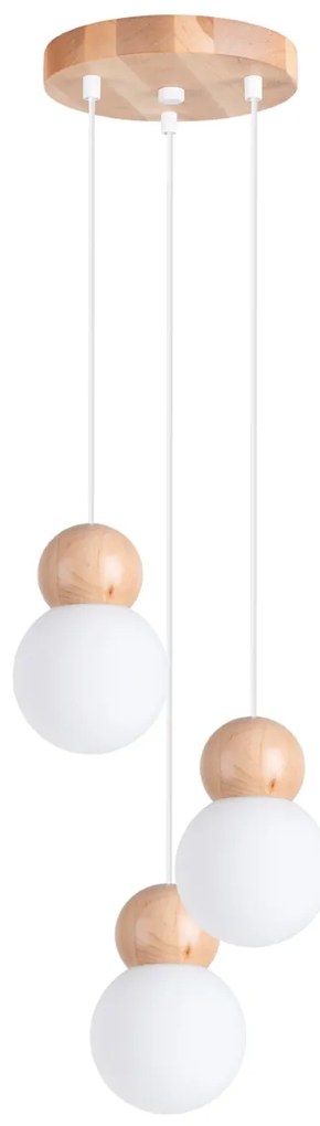 Sollux Lighting Závěsná lampa PEKKA 3P bílá/přírodní dřevo