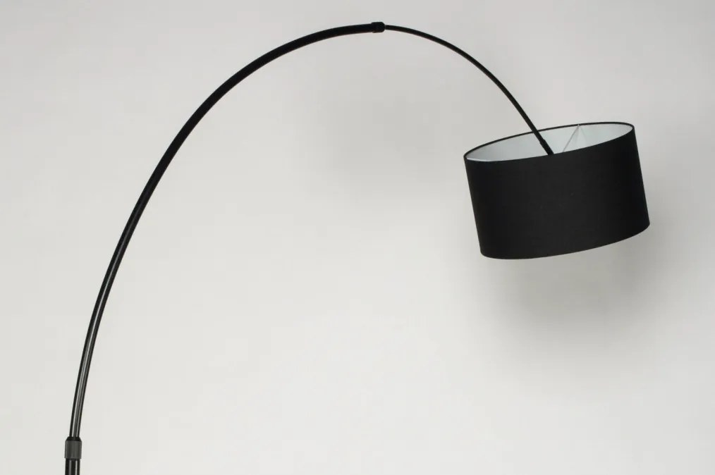 Stojací designová oblouková lampa Dallas Black and Black