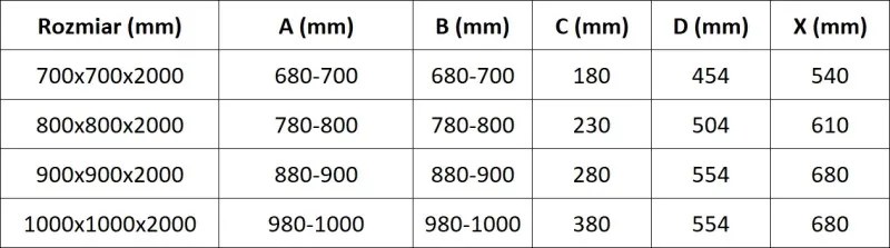 Mexen Exo čtvercová sprchová kabina s otevíratelnými dveřmi 80 x 80 cm, transparentní, černá - 8110-080-080-70-00