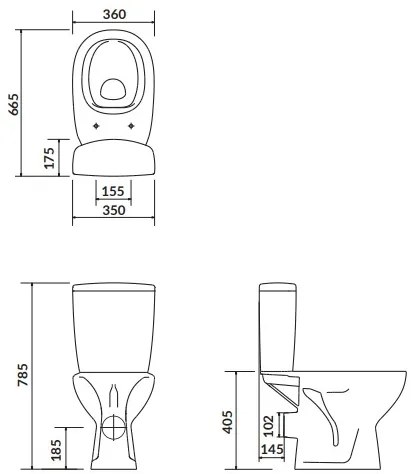 Cersanit ARTECO - WC kombi + antibakteriální sedátko s funkcí pomalého zavírání, horizontální odpad, K667-056