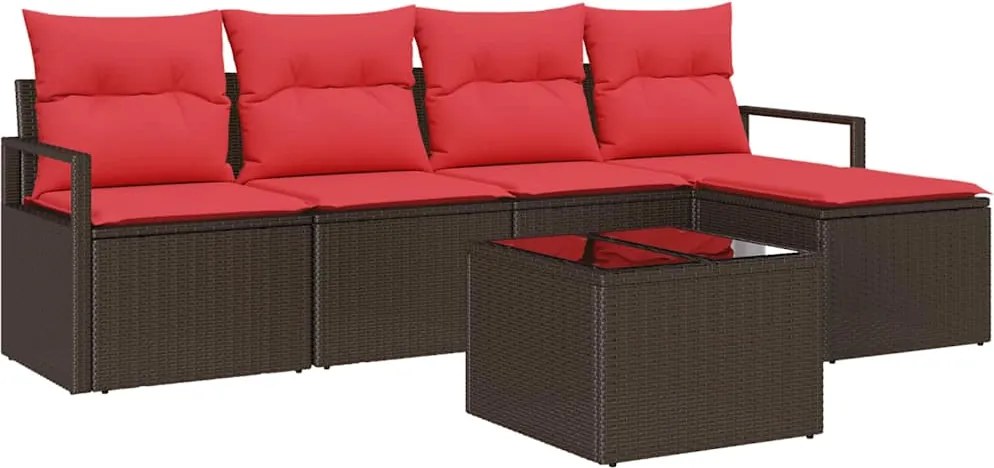 Set pohovek s polštářem 6 pcs Hnědá polyratan 3346354