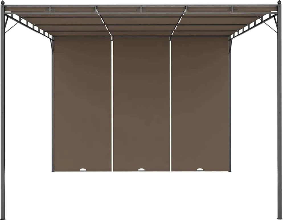 Zahradní altán s bočním závěsem 4 x 3 x 2,25 m taupe 312264