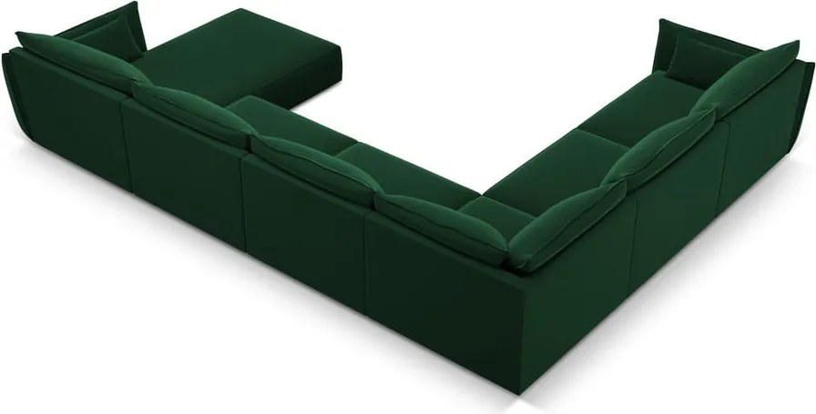 Tmavě zelená sametová rohová pohovka (levý roh/do "U") Vanda – Mazzini Sofas