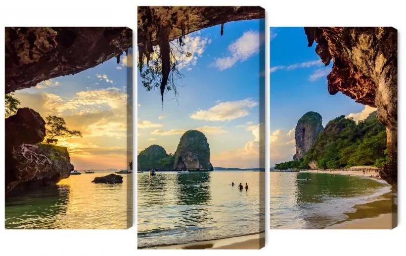 Vícedílný obraz Západ Slunce Na Pláži V Thajsku Nedostatek Nedostatek Přírodní plátno 120x80