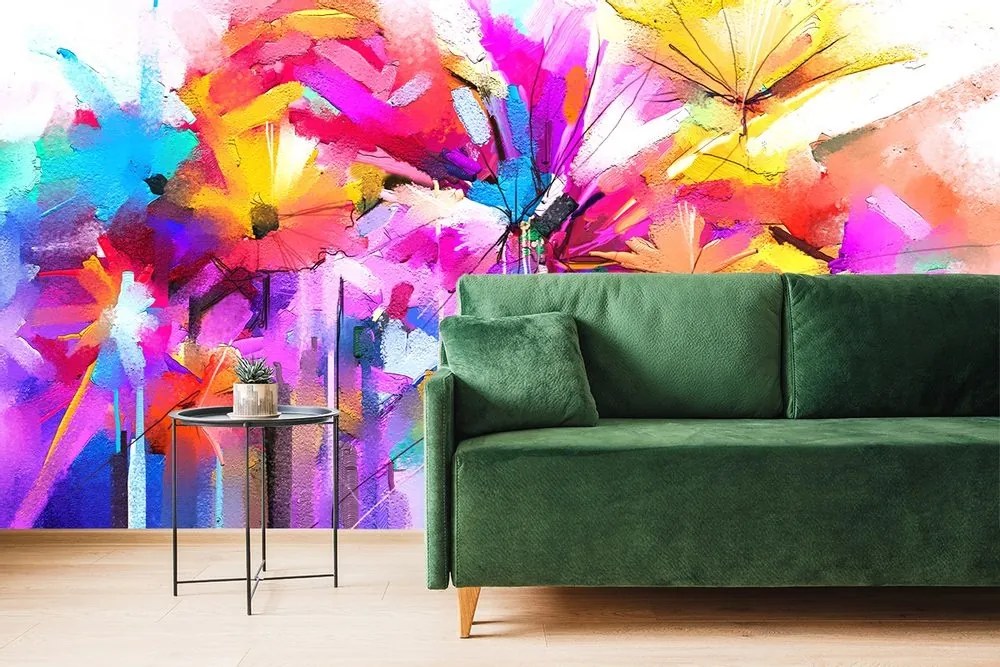 Samolepící tapeta abstraktní barevné květiny - 150x100 cm