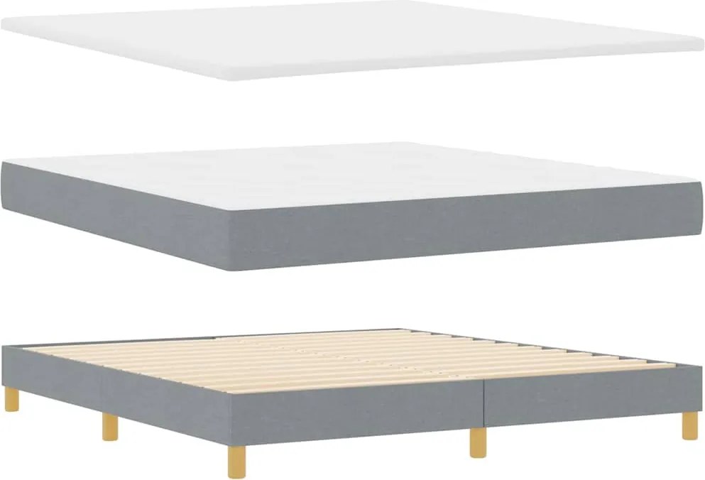 Postel s boxspringem s čelo Světle šedá 200 x 180 cm textil 3341370