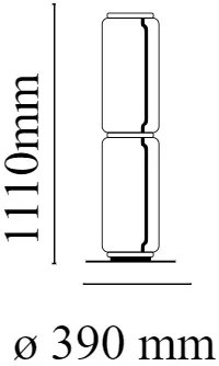 Flos Noctambule F2 High Cylinders Small Base, stojací lampa ze skla se stmívačem, 3x9W LED 2700K, výška 111cm