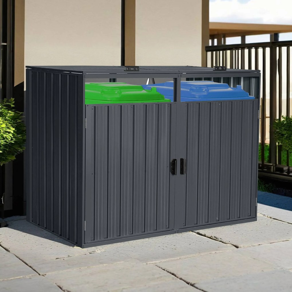Přístřešek na 2 popelnice BestBerg BBTS-MK2 / 1,3 m² / 160 × 80 × 122 cm / antracit