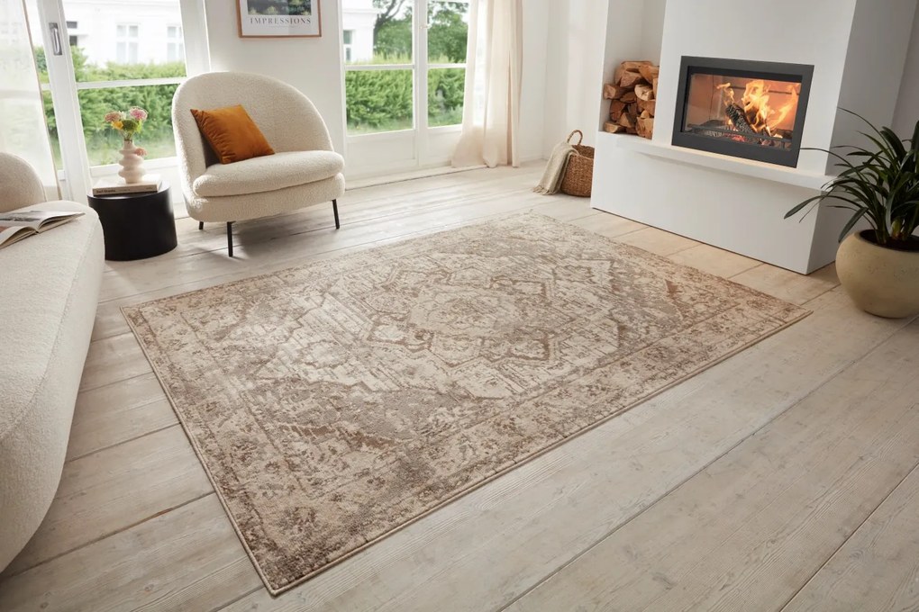Hanse Home, Kusový koberec Terrain 105597 Sand Cream Brown, 80x120, hnědá, ložnice