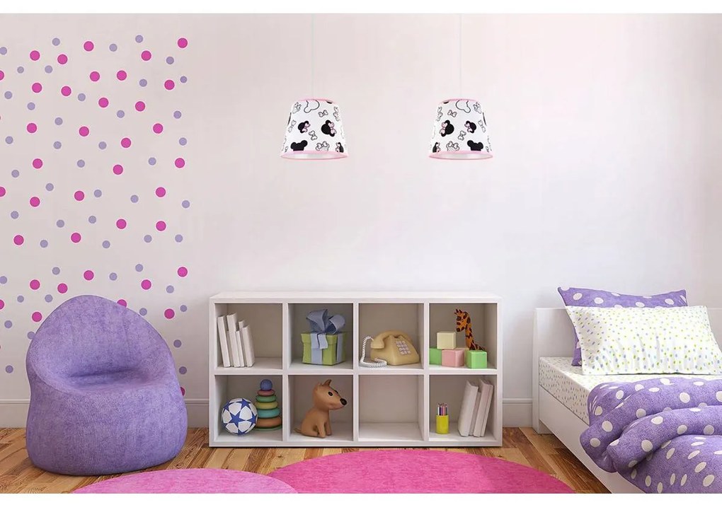 Light Home Dětské závěsné svítidlo MINNIE, 2x textilní stínítko se vzorem, S