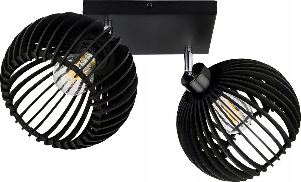 Lampa stropní svítidlo stropní pohyblivý lustr Loft stínidlo koule 36 Dřevo na 2x E27
