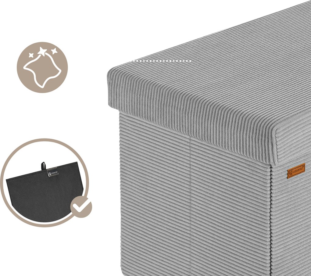 Lavice s úložným prostorem šedý manšestr 76x38x38cm MDF skládací
