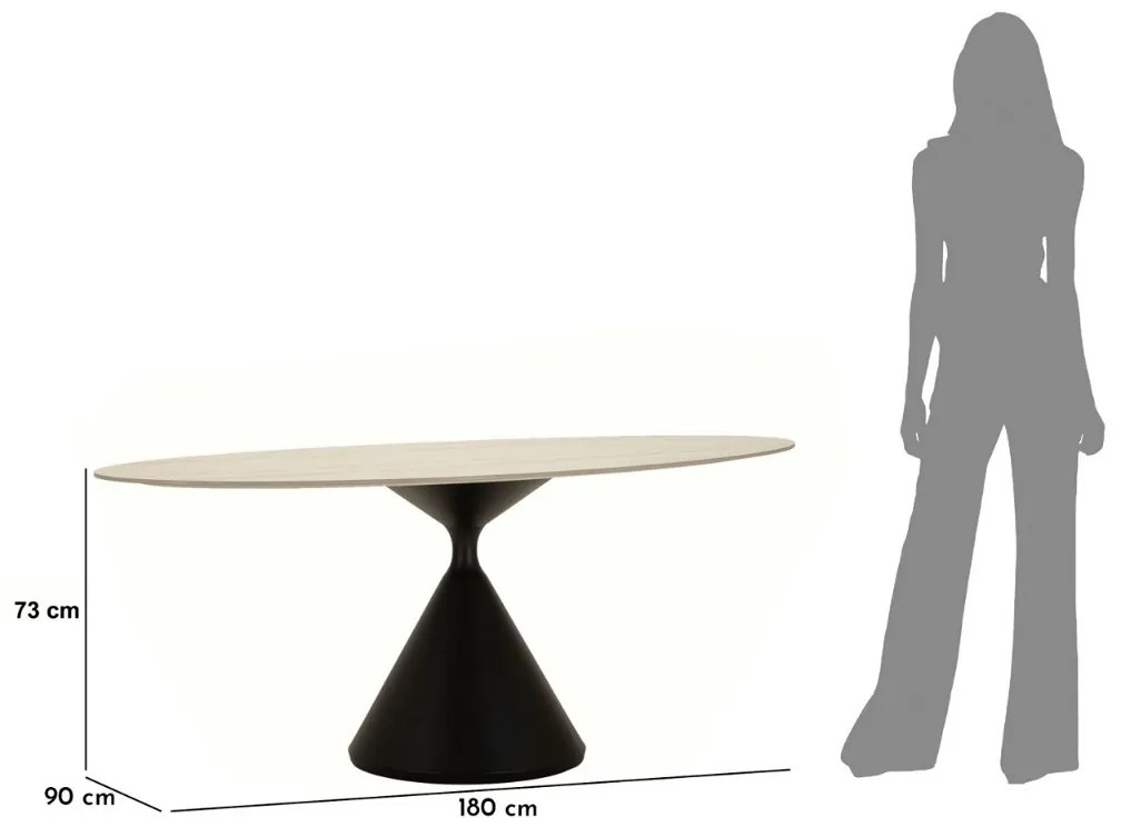 Oválný jídelní stůl Jamirah 180 cm krémový