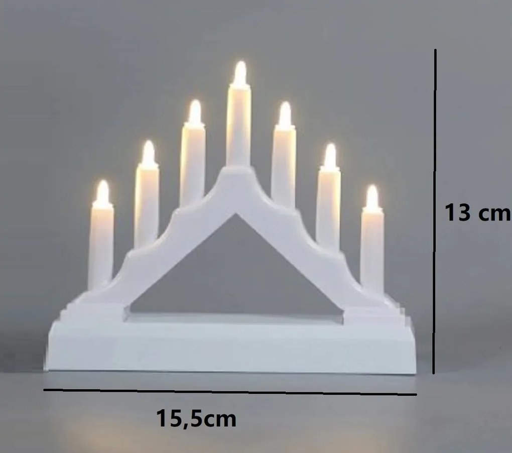 Mini vánoční plastový svícen ve tvaru oblouk, 7 svíček, různé barvy na výběr Barva: Přírodní
