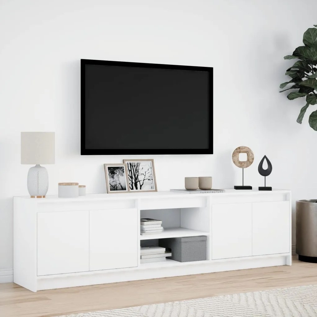 TV skříňka s LED bílá 180 x 34 x 50 cm kompozitní dřevo 3307912