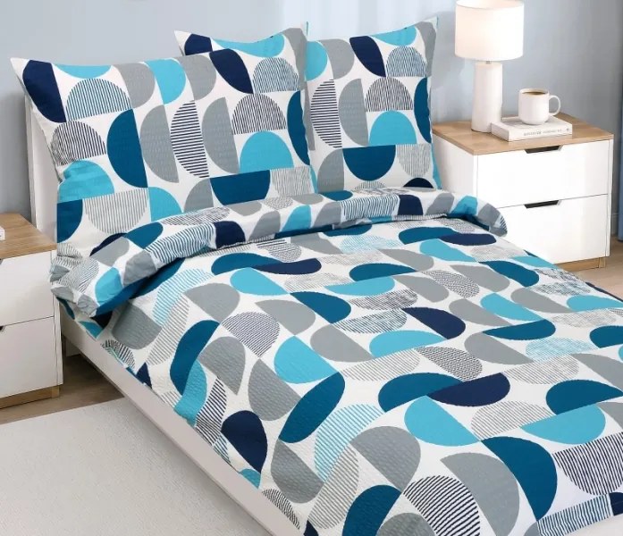 Bellatex Krepové povlečení Půlkruh Modrá rozměr 140x220 cm, 70x90 cm
