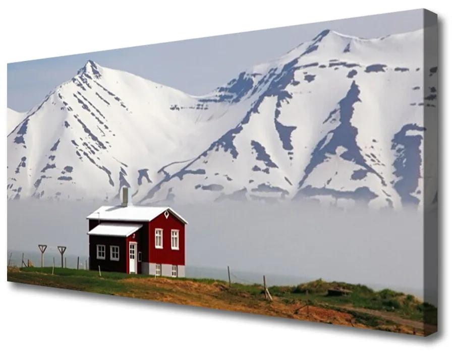 Obraz na plátně Hora Dom Krajina 125x50 cm