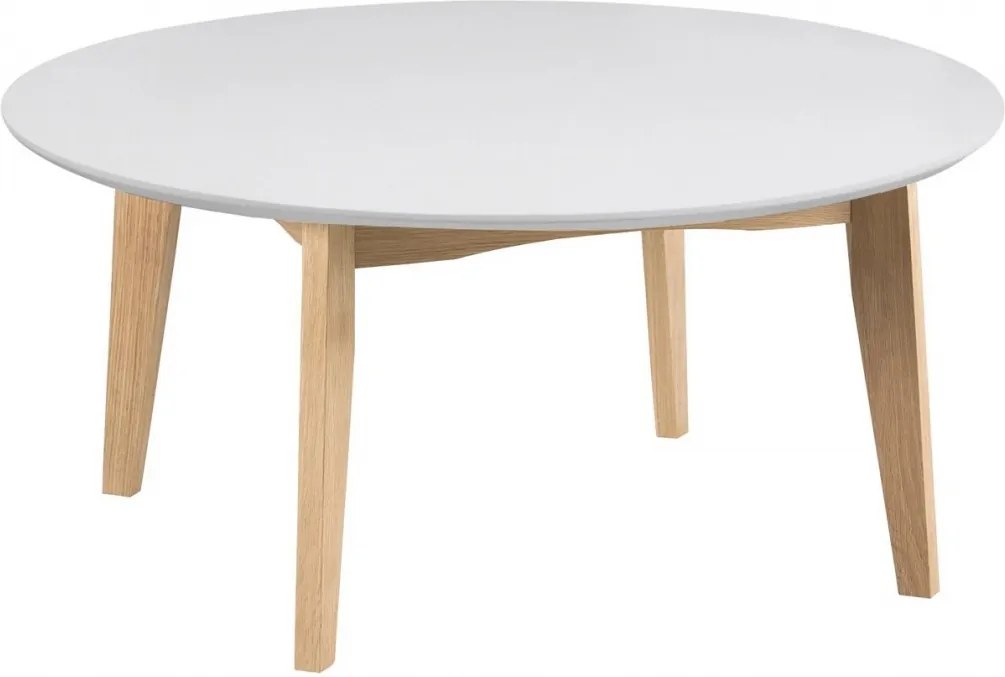 Konferenční stolek Alvin 90 cm, bílá/dub
