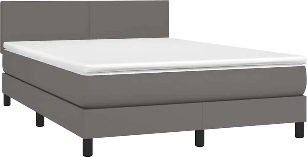 Box spring postel s matrací a LED šedá 140x200 cm umělá kůže 3134109