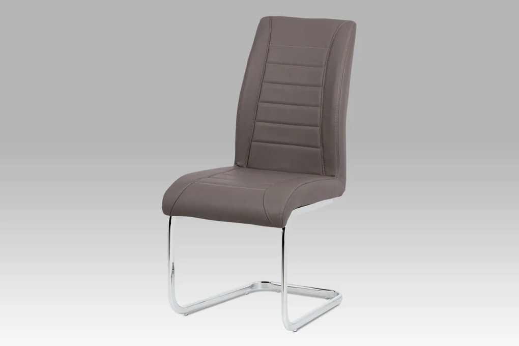 Artium Jídelní židle koženka cappuccino / chrom - HC-375 CAP