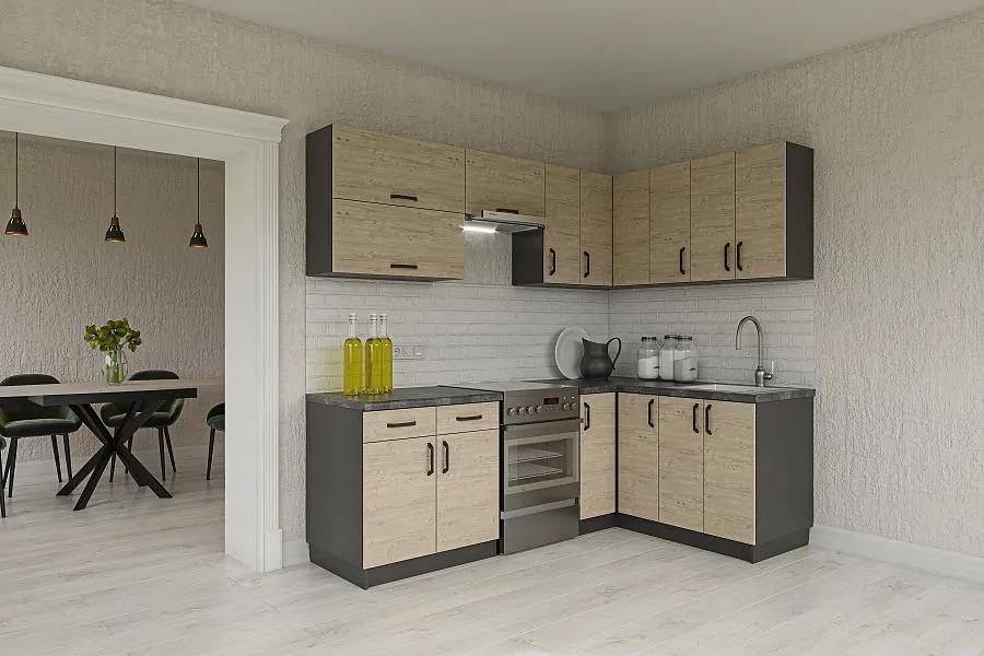 Casarredo - Komfort nábytek Rohová kuchyňská linka 230x170 HORLY 3 dub přímořský/grafit