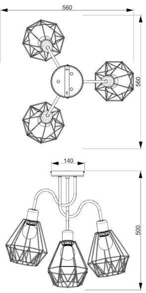 Přisazený lustr BERGEN 3xE27/60W/230V