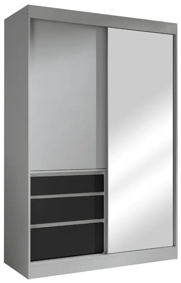 Skříň s posuvnými dveřmi, šedá/černá, 140, ROMUALDA
