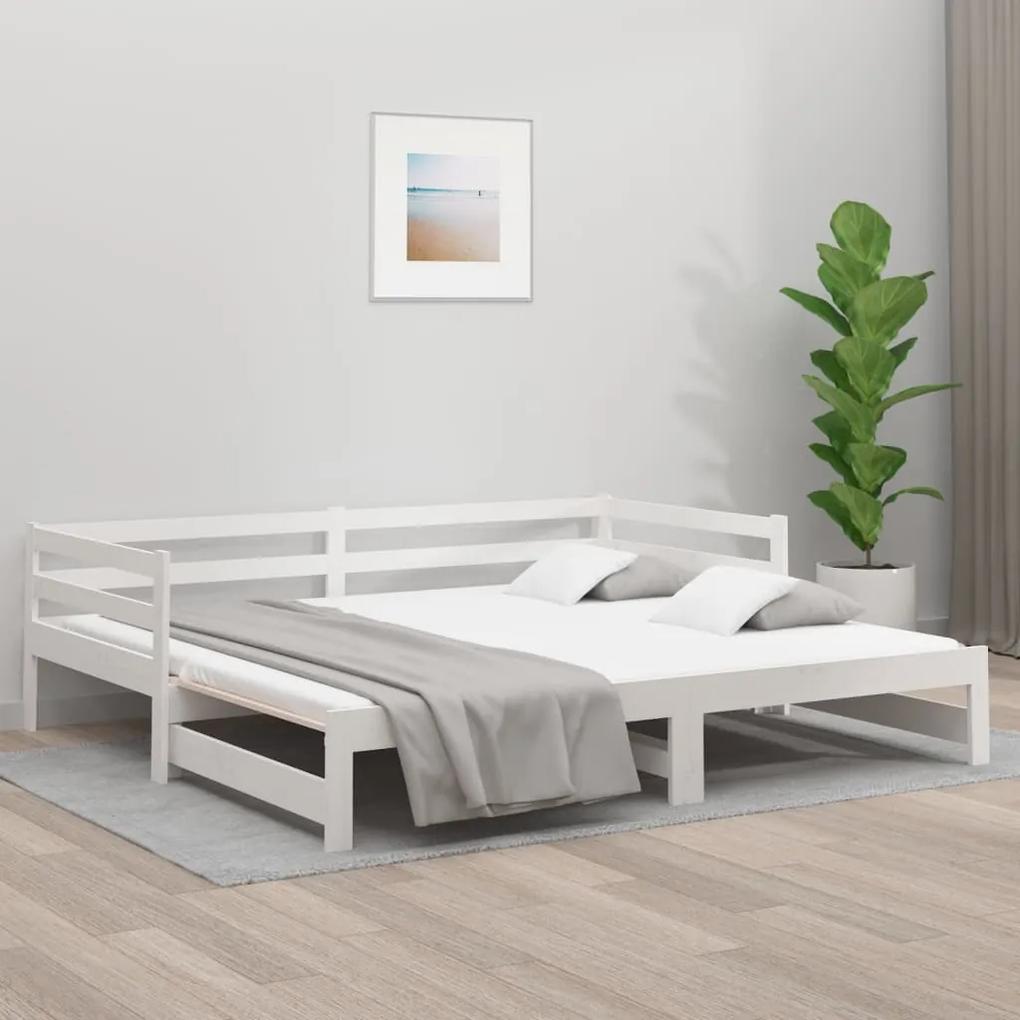 Výsuvná postel bílá 2x (90 x 190) cm masivní borovice,  833084