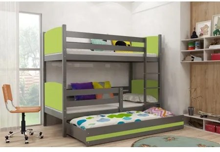 Dětská patrová postel s výsuvnou postelí TAMI 200x90 cm Bílá Bílá