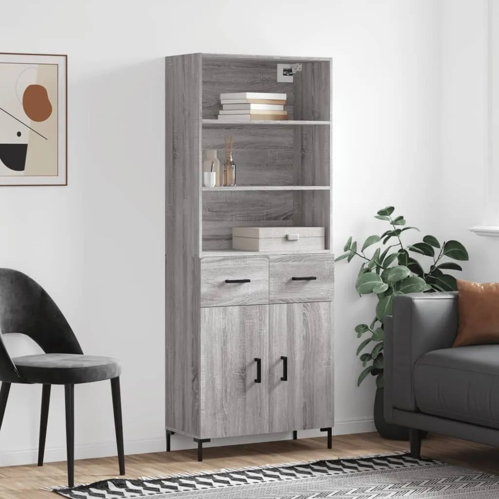 Skříň highboard šedá sonoma 69,5 x 34 x 180 cm kompozitní dřevo 3200519