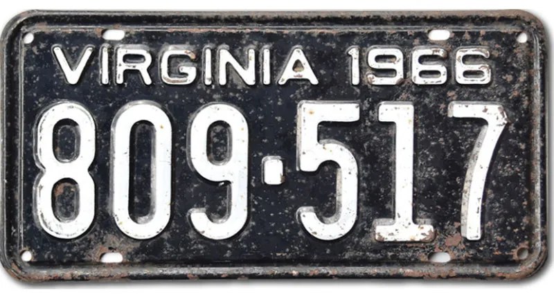 Americká SPZ Virginia 1966 Black 809-517
