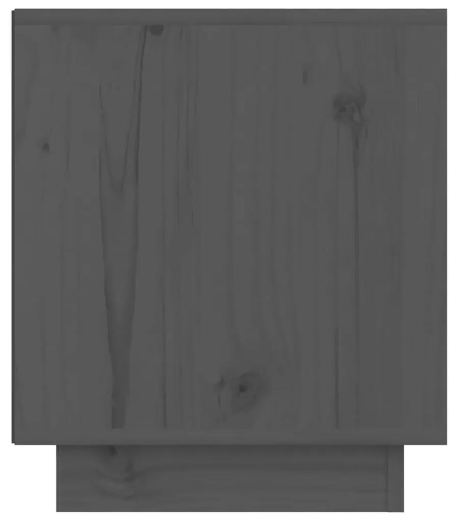 Noční stolek šedý 40 x 34 x 40 cm masivní borové dřevo - Default Title