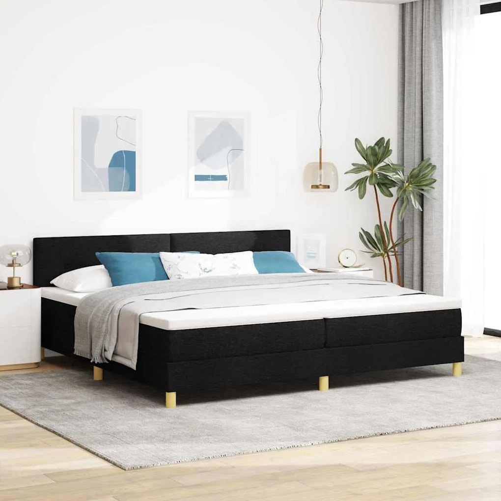 Postel s boxspringem s polštářem Černá 200 x 200 cm textil 3338946