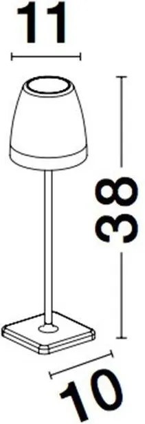 NV 9223401 Venkovní stolní lampa COLT bílý litý hliník a akryl LED 2W 3000K IP54 62st. 5V DC vypínač na těle USB kabel stmívatelné - NOVA LUCE