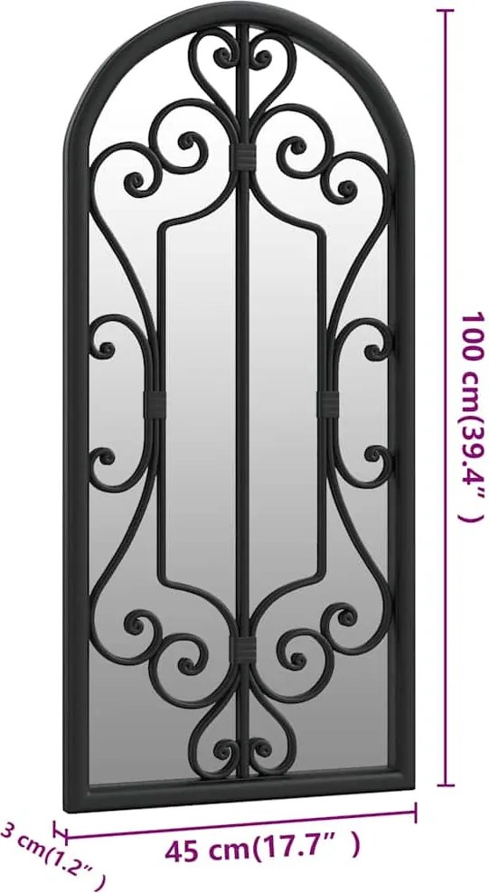 Zrcadlo černé 100 x 45 cm železo do interiéru 3093544