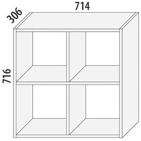 Domestav - DOMINO Skříň závěsná 4 hloubka 306 buk cink, olejovaný