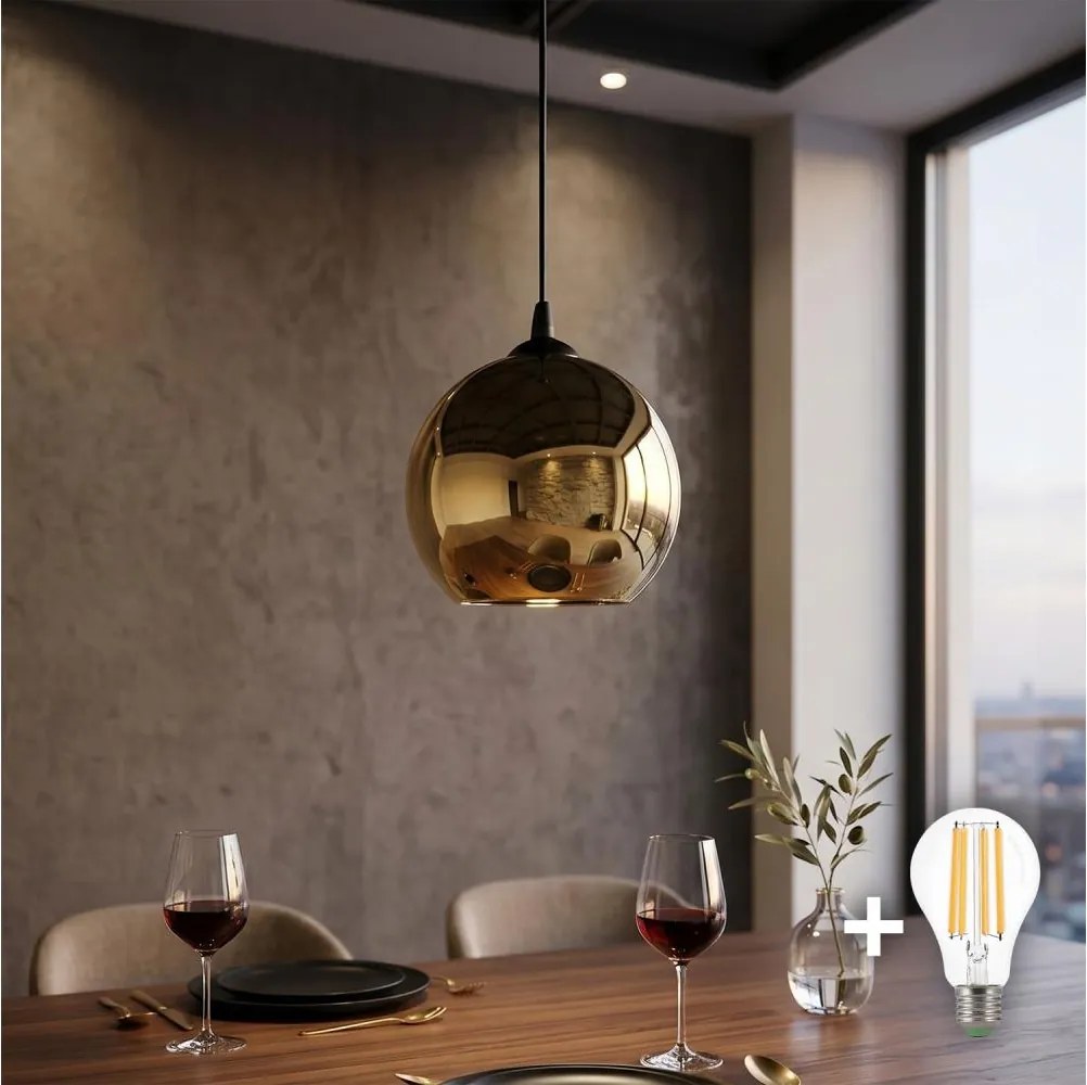 LED Lustr na lanku CUBUS pr. 25 cm 1xE27/15W/230V