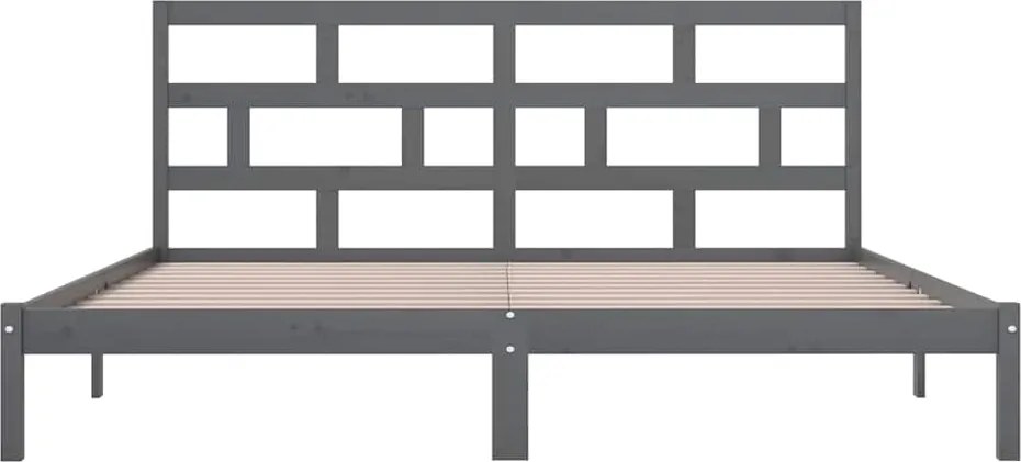 Rám postele šedý masivní borovice 200 x 200 cm 3101240