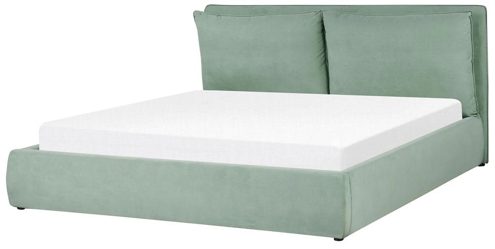 Sametová postel s úložným prostorem 180 x 200 cm mátově zelená BAJONNA Beliani