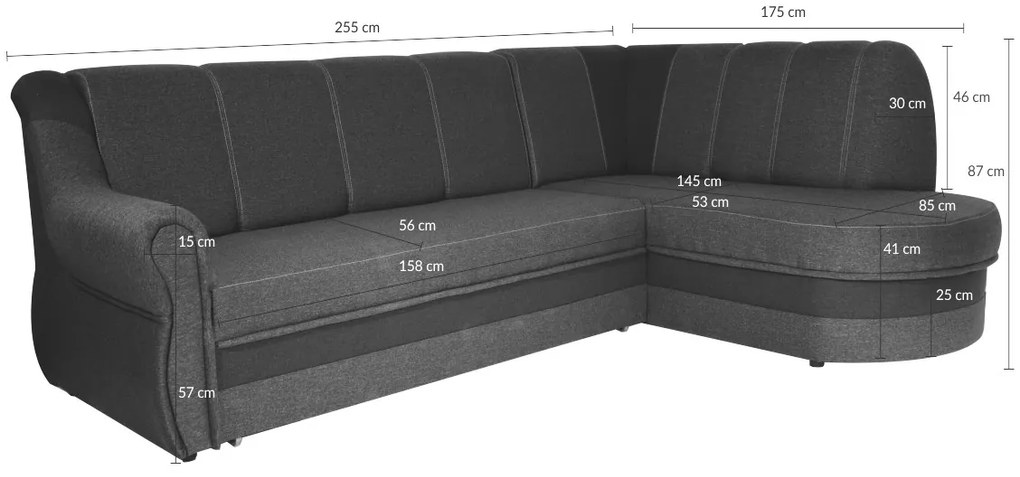 Rohová rozkládací sedačka PRESTON šedá-zelená - SAWANA 21 + SAWANA 31