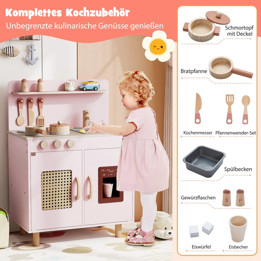 Costway Dětská kuchyňka na hraní s úložným prostorem a světlem