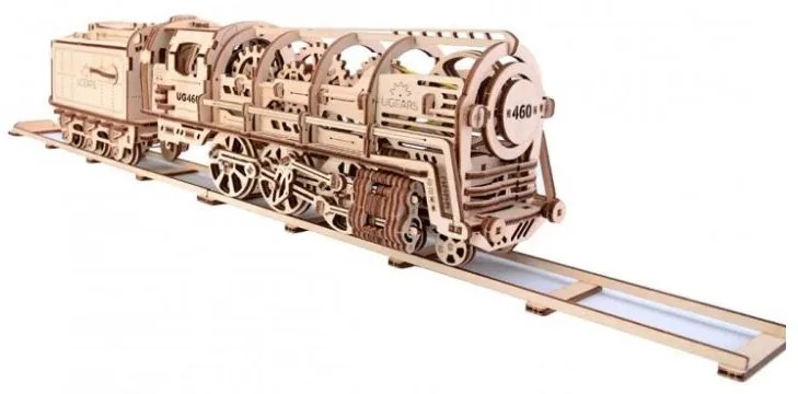 Ugears 3D dřevěné mechanické puzzle Parní lokomotiva 4-6-0 s tendrem